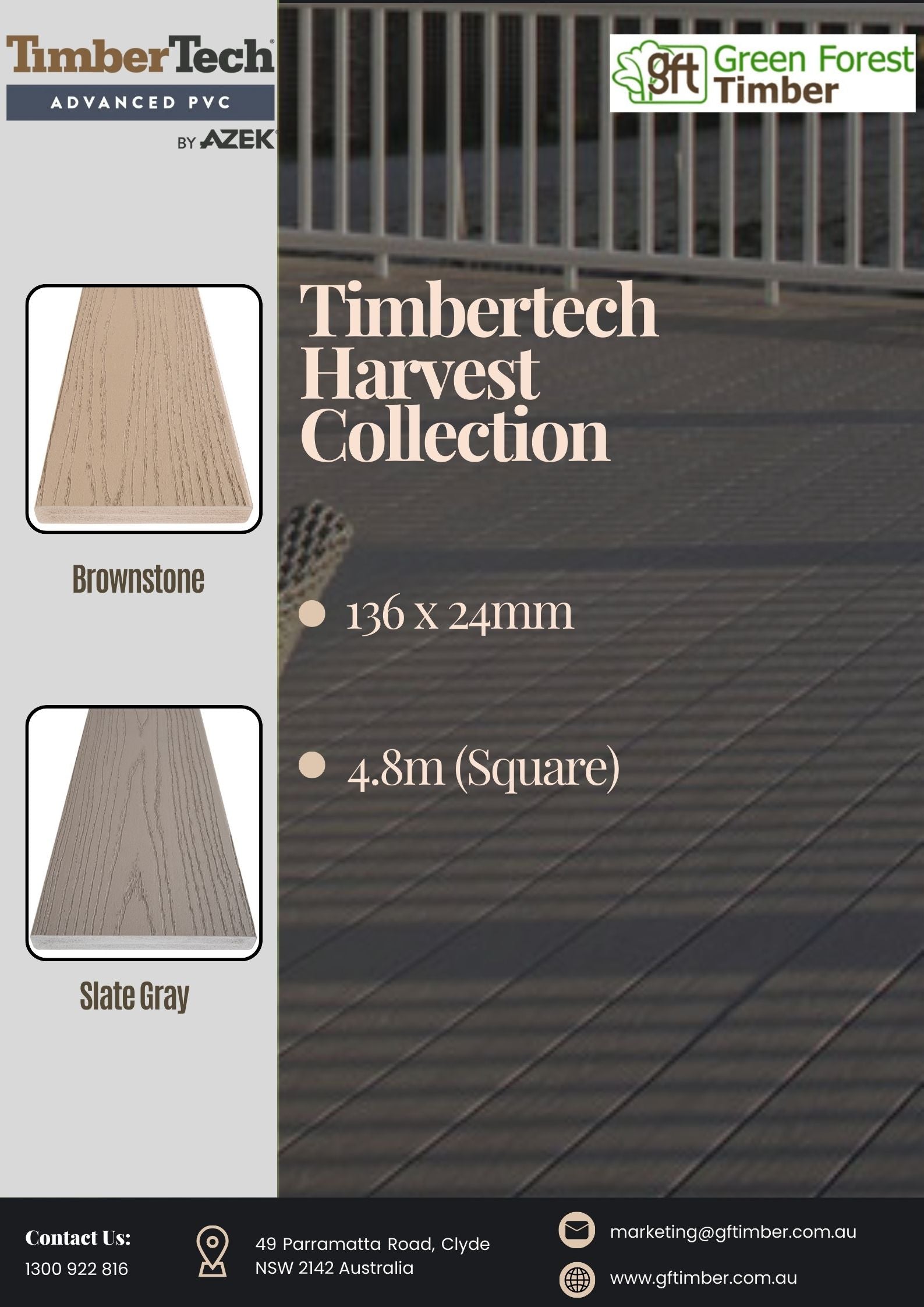 TIMBERTECH HARVEST COLLECTION 140 x 25mm made in USA – Green Forest Timber