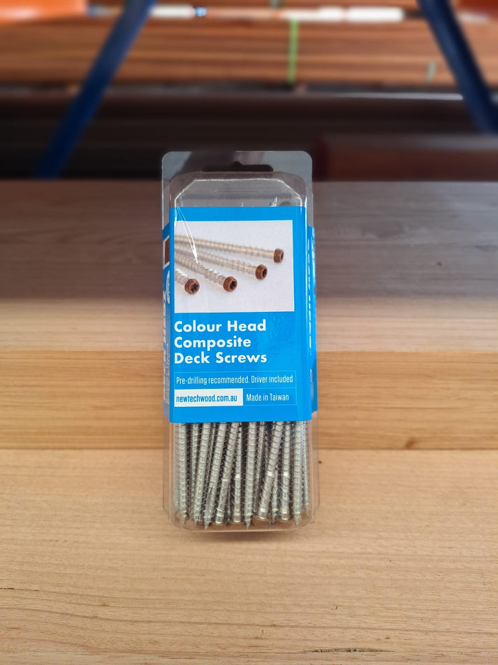 Deck Hedz Coloured Head Composite Decking Screws 10g x 65mm (Teak ...